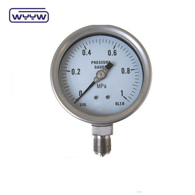 Shock Proof Liquid Filled Pressure Gauge Manometer Stainless Steel Material