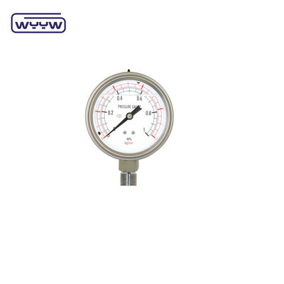 SS316 Bottom 63mm Liquid Filled Pressure Gauge General Manometer