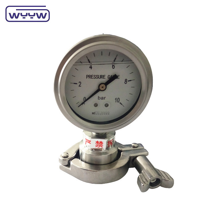 Heavy Duty Sanitary Diaphragm Pressure Gauge SS316 Clamp Type